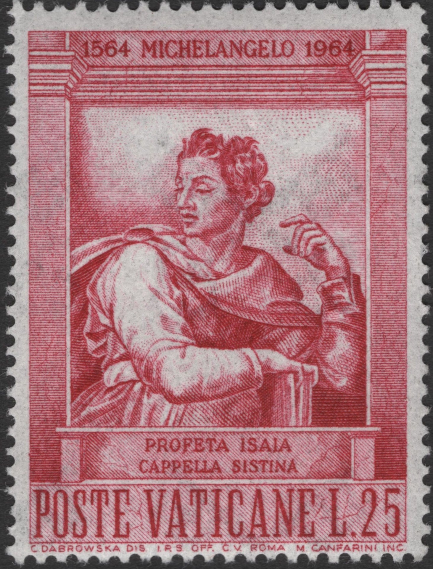 SCG2404 - Vatican City 1964 Prophet Isaiah – Michelangelo Tribute – Stamp and Cover Galaxy