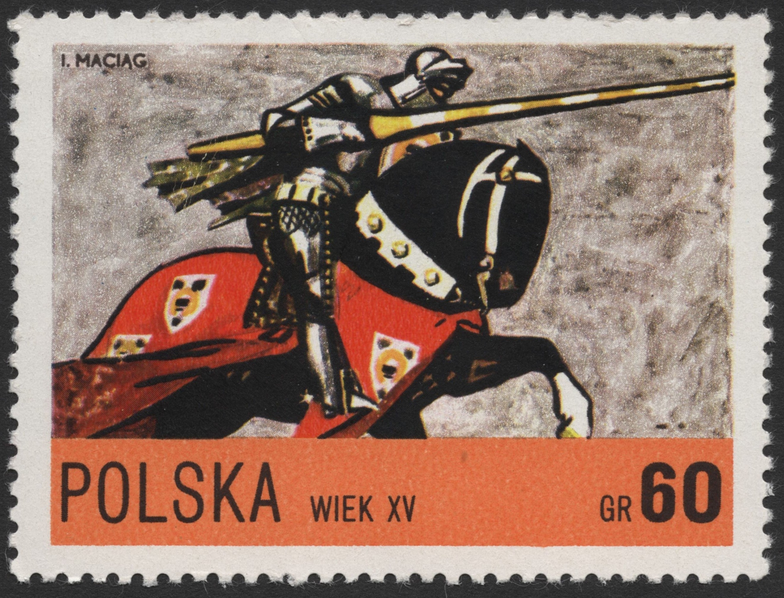 SCG753 - Poland 60 Groszy Medieval Knight Stamp – 15th Century – Stamp ...