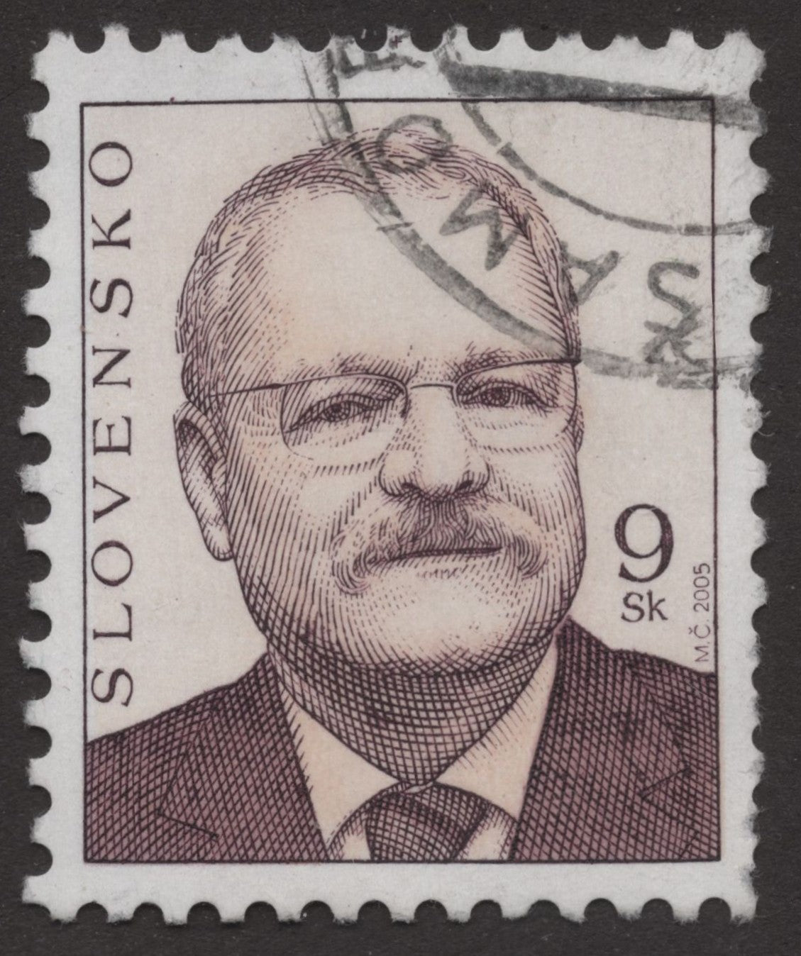 SCG227 Used Slovakia 9 Sk Stamp – Presidential Portrait Issue (2005 ...