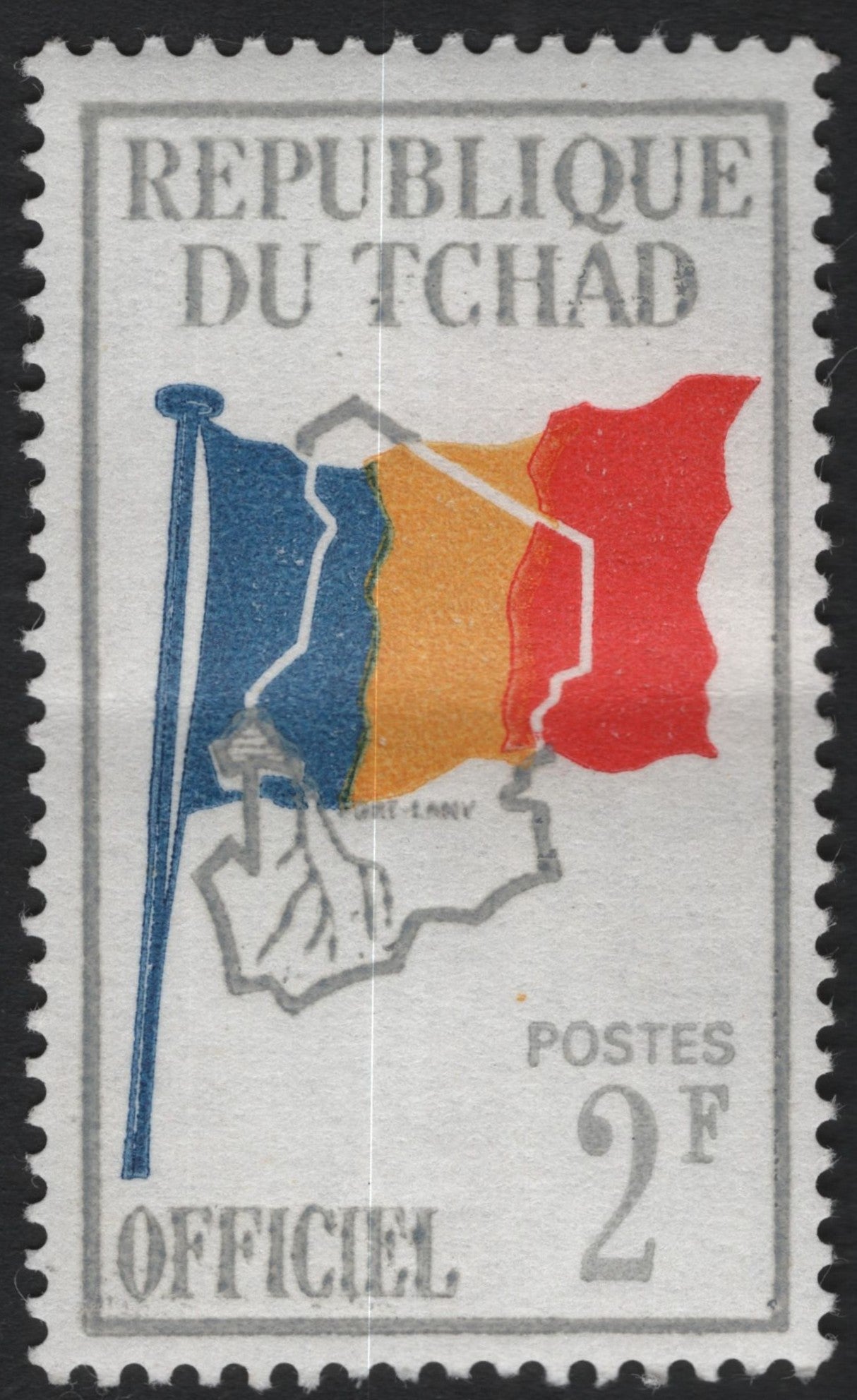 SCG10068 - Chad 2F Official Stamp – National Flag & Map Emblem – Stamp ...