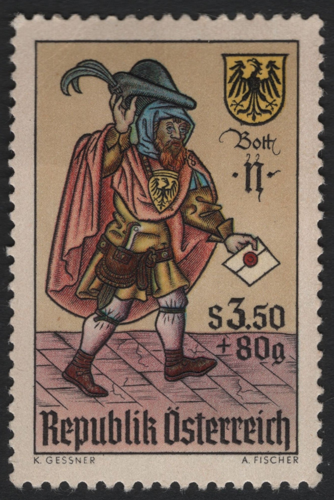 SCG9769 - Austria 1957 – Medieval Postman Semi-Postal (s3.50 + 80g ...
