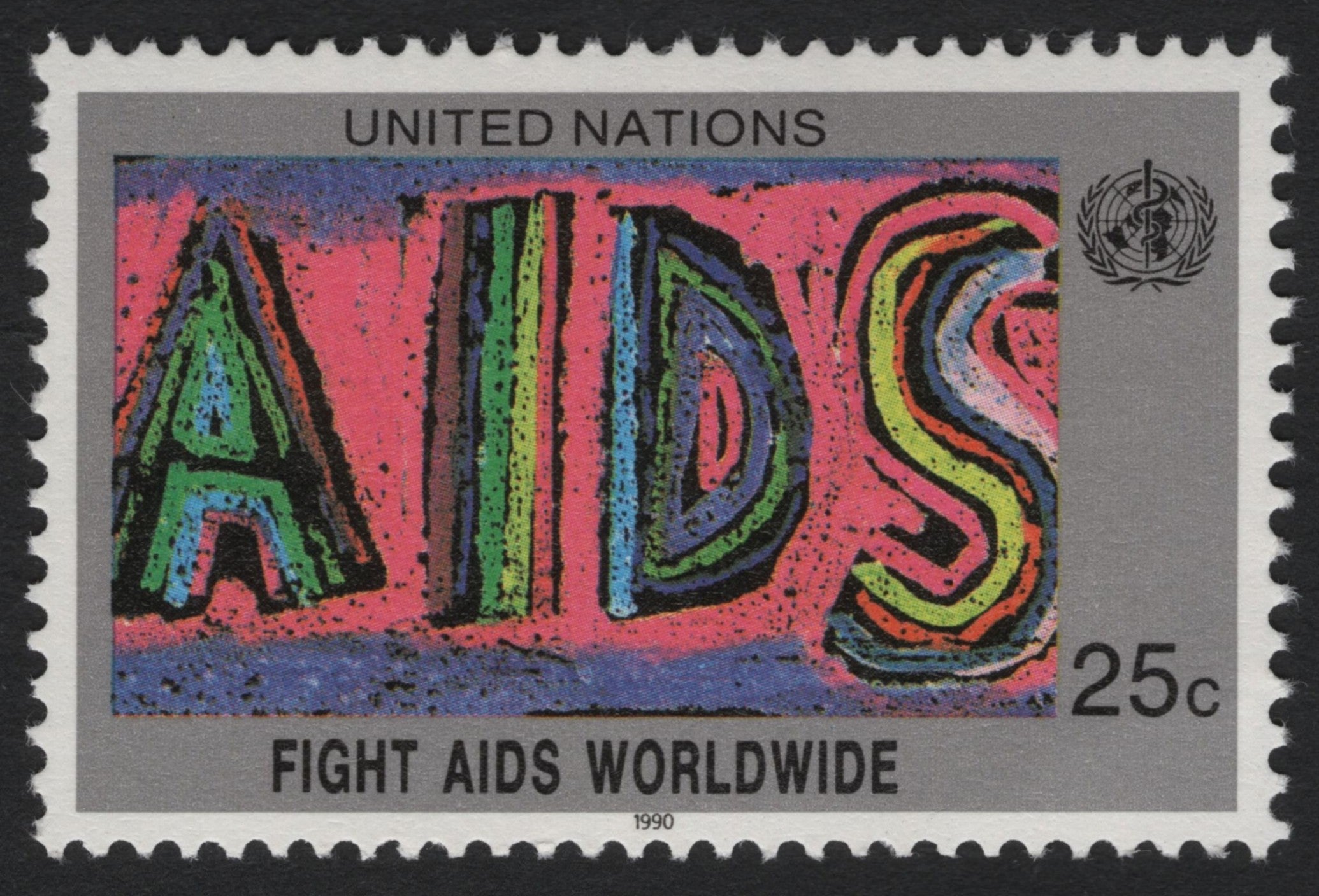 SCG8694 - United Nations 1990 “Fight AIDS Worldwide” – 25c Commemorati ...