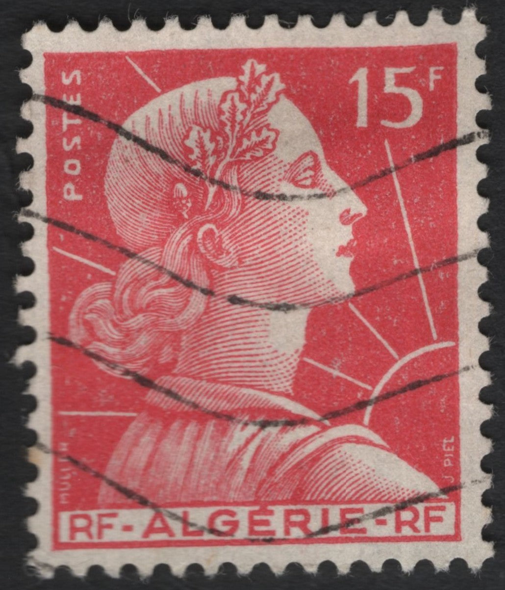 SCG8829 - Algeria 1950s “Marianne à la Nef” – 15F Scarlet – Stamp and ...