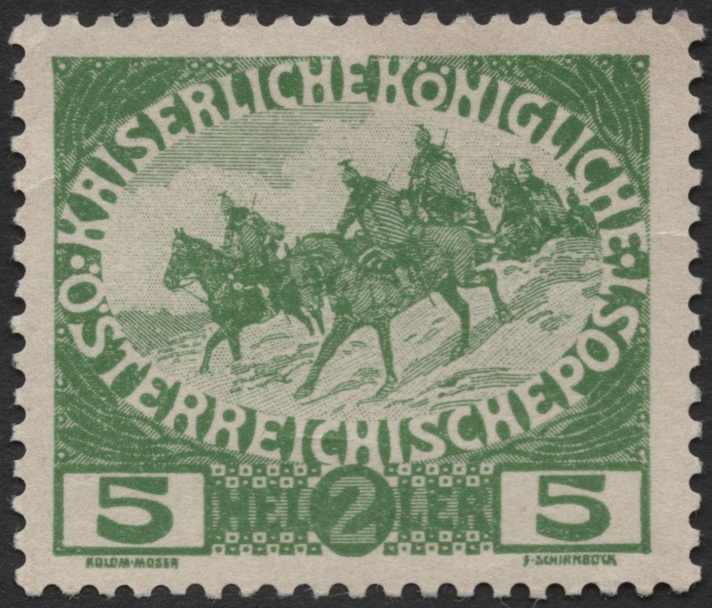 SCG2002 - Austria 1916 Military Post Stamp – 5 heller Cavalry Scene ...