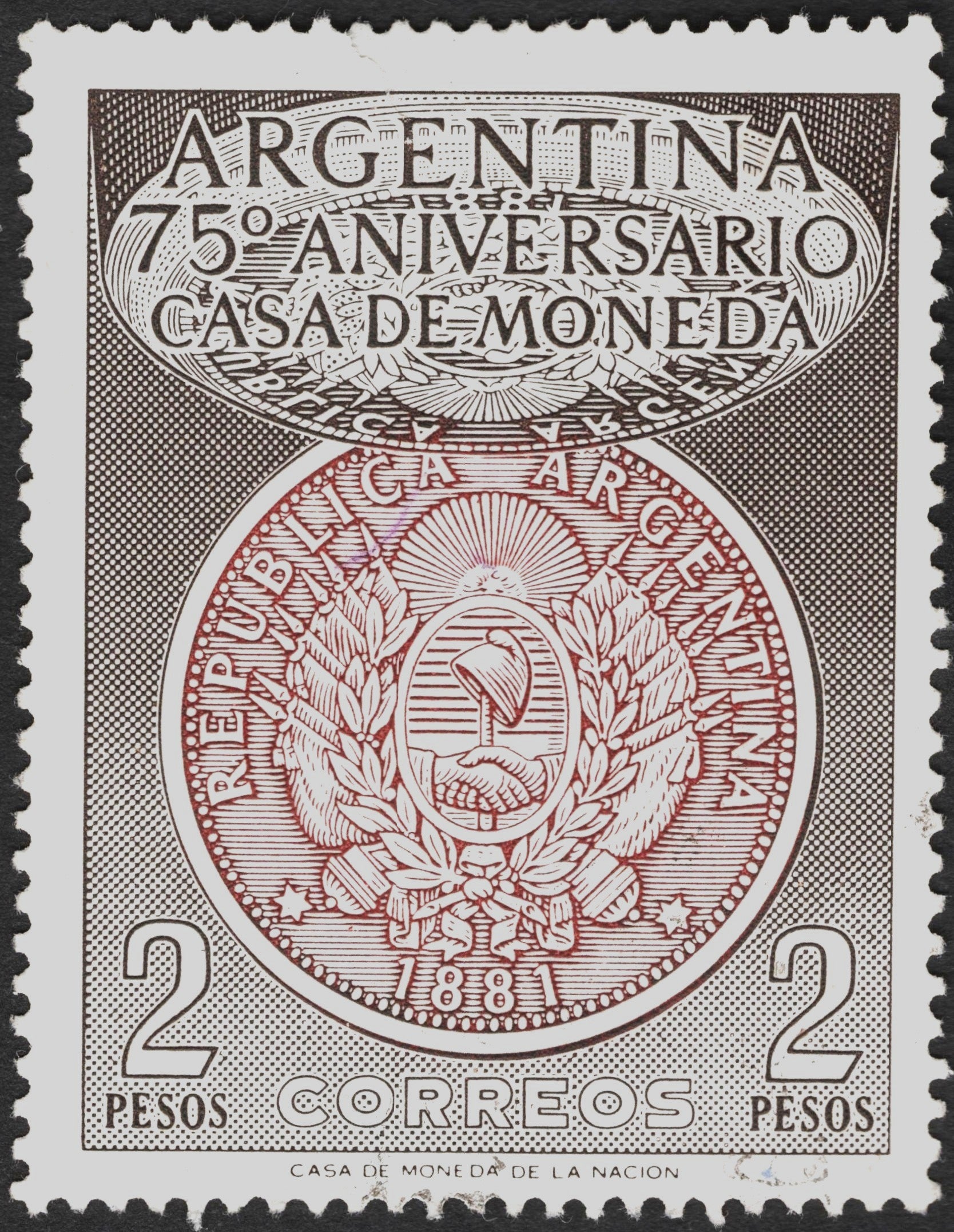 SCG2524 - Argentina 1956 – 75th Anniversary of Casa de Moneda Stamp ...