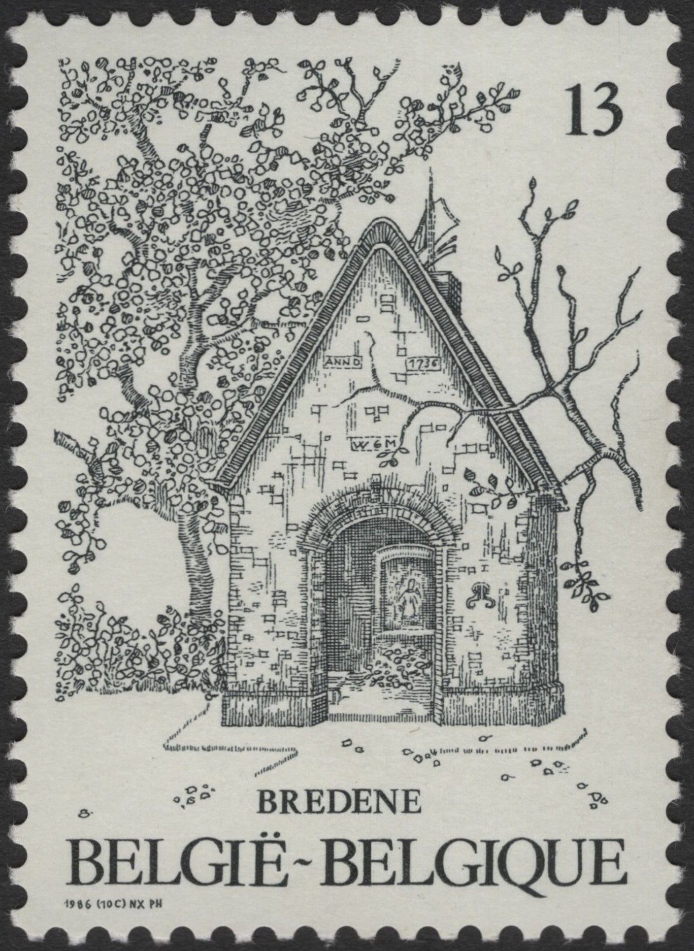 SCG2629 - Belgium 1986 Bredene Chapel Stamp – Stamp and Cover Galaxy