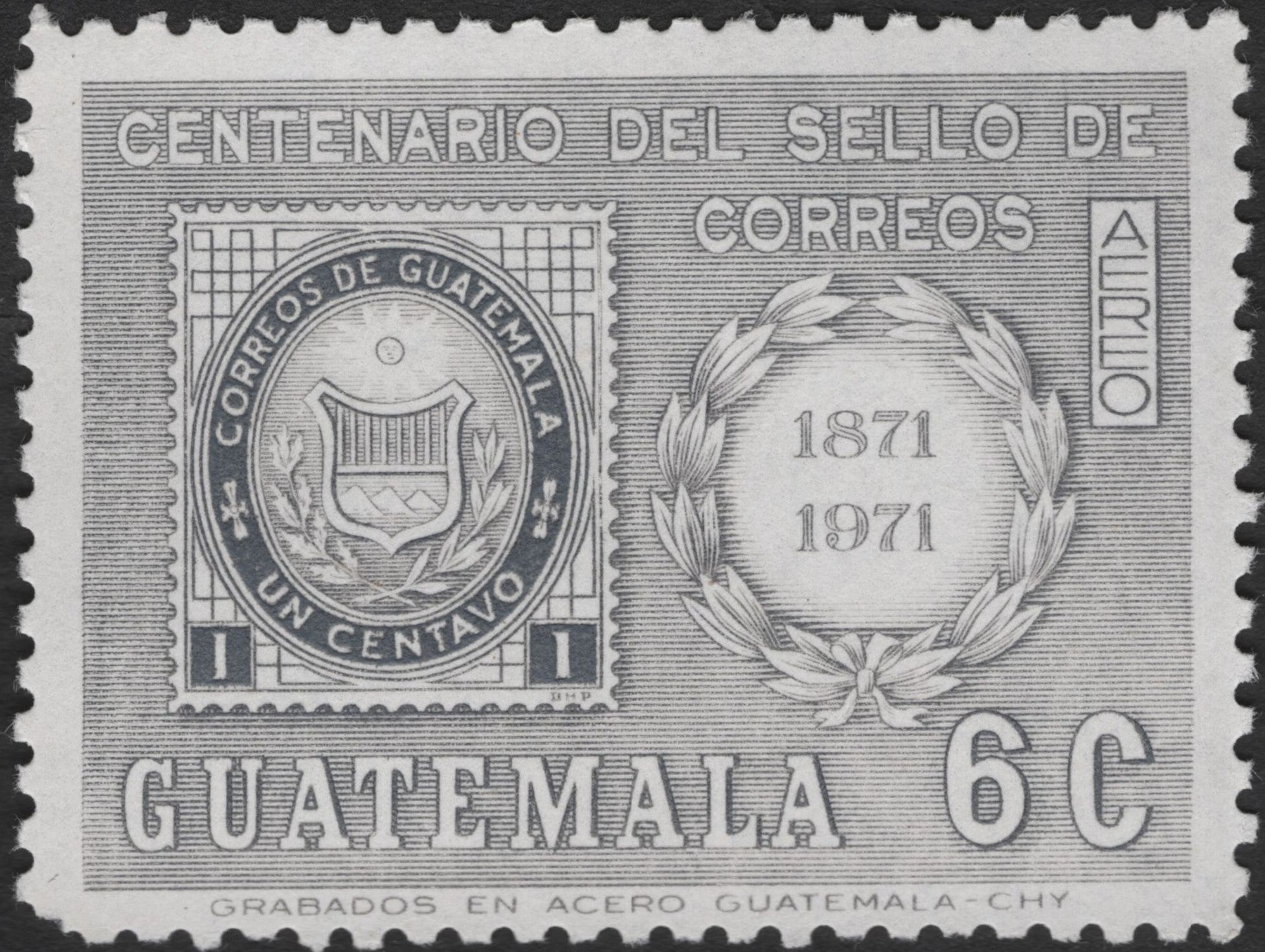 SCG2709 - 1971 Guatemala 6c – Centenary of the First Postage Stamp ...