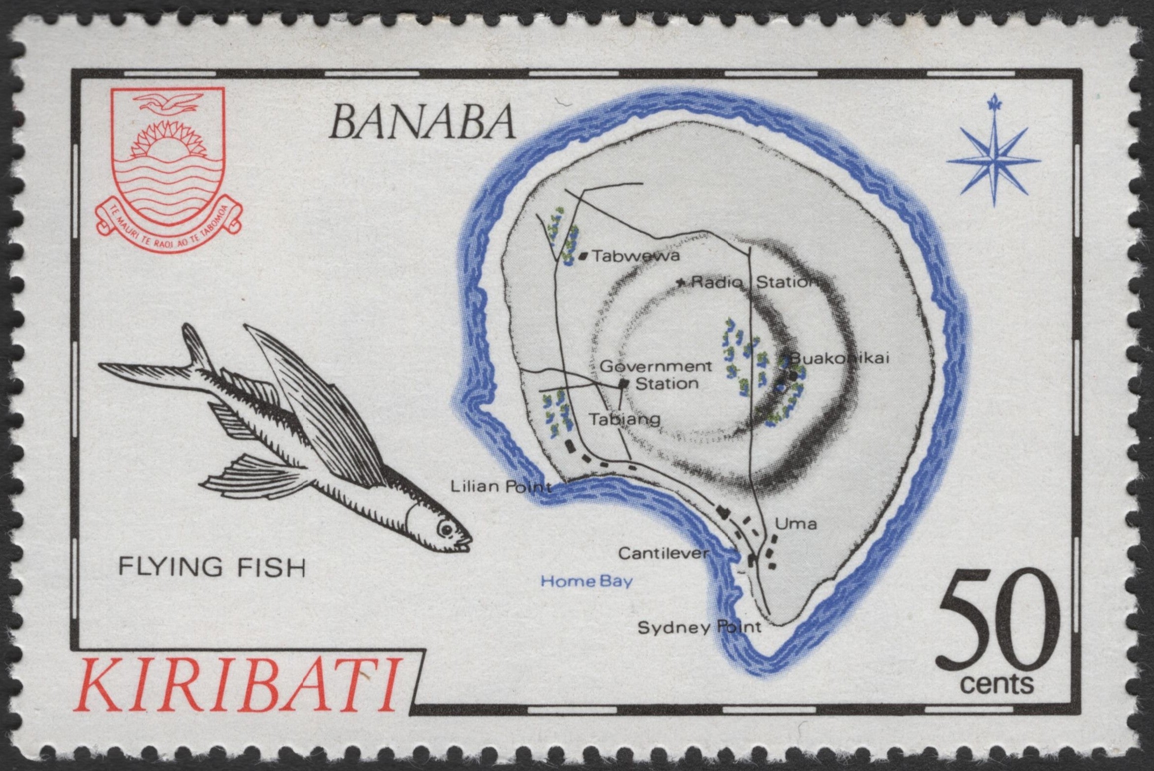 SCG2772 - Kiribati 1980s Banaba Island "Flying Fish" 50c Stamp – Stamp ...