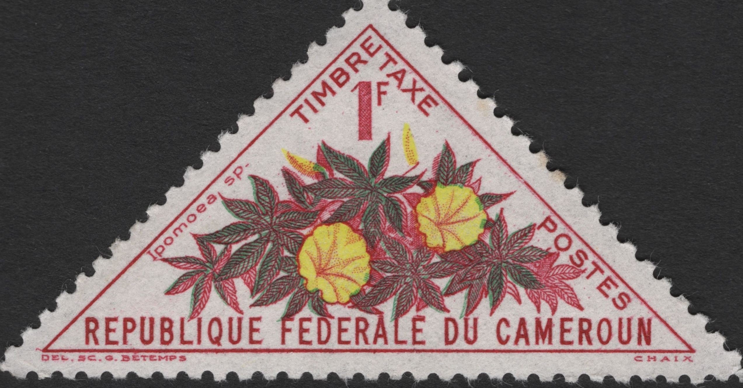 SCG3218 - Cameroon Postage Due Stamp – 1 Franc “Ipomoea sp.” (circa 19 ...