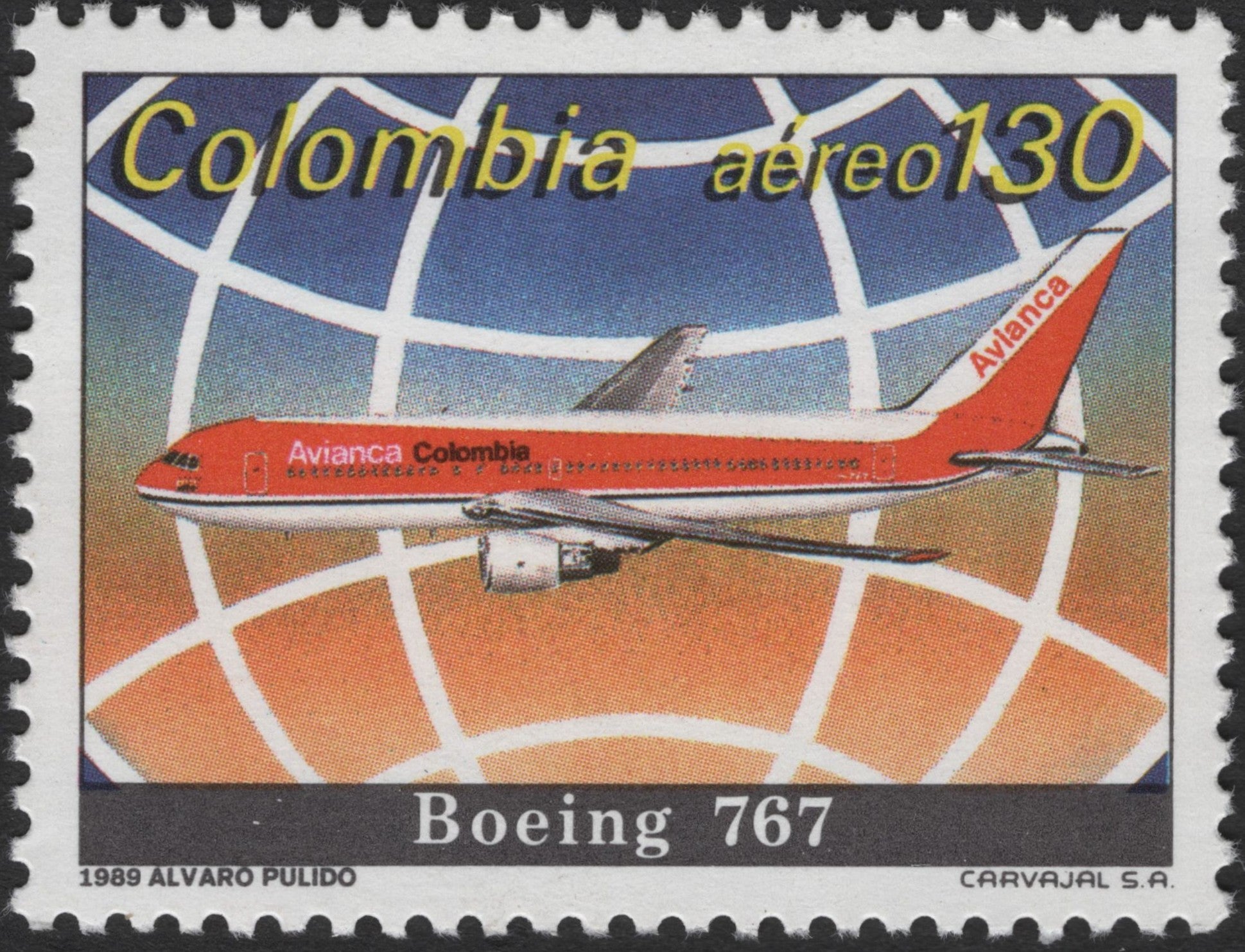 SCG3265 - Colombia 1989 Avianca Boeing 767 Airmail Stamp – Stamp and ...