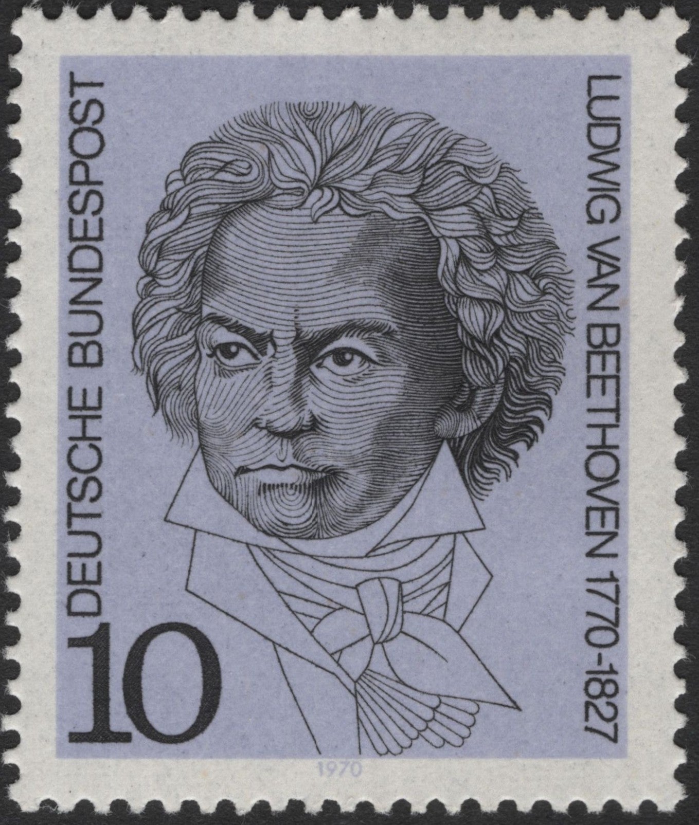 SCG3372 - Germany 1970 – Ludwig van Beethoven 10 Pfennig Stamp – Stamp ...