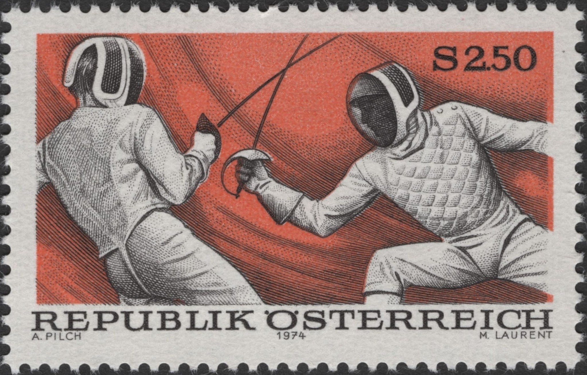 SCG3653 - Austria 1974 – Fencing Stamp – Stamp and Cover Galaxy