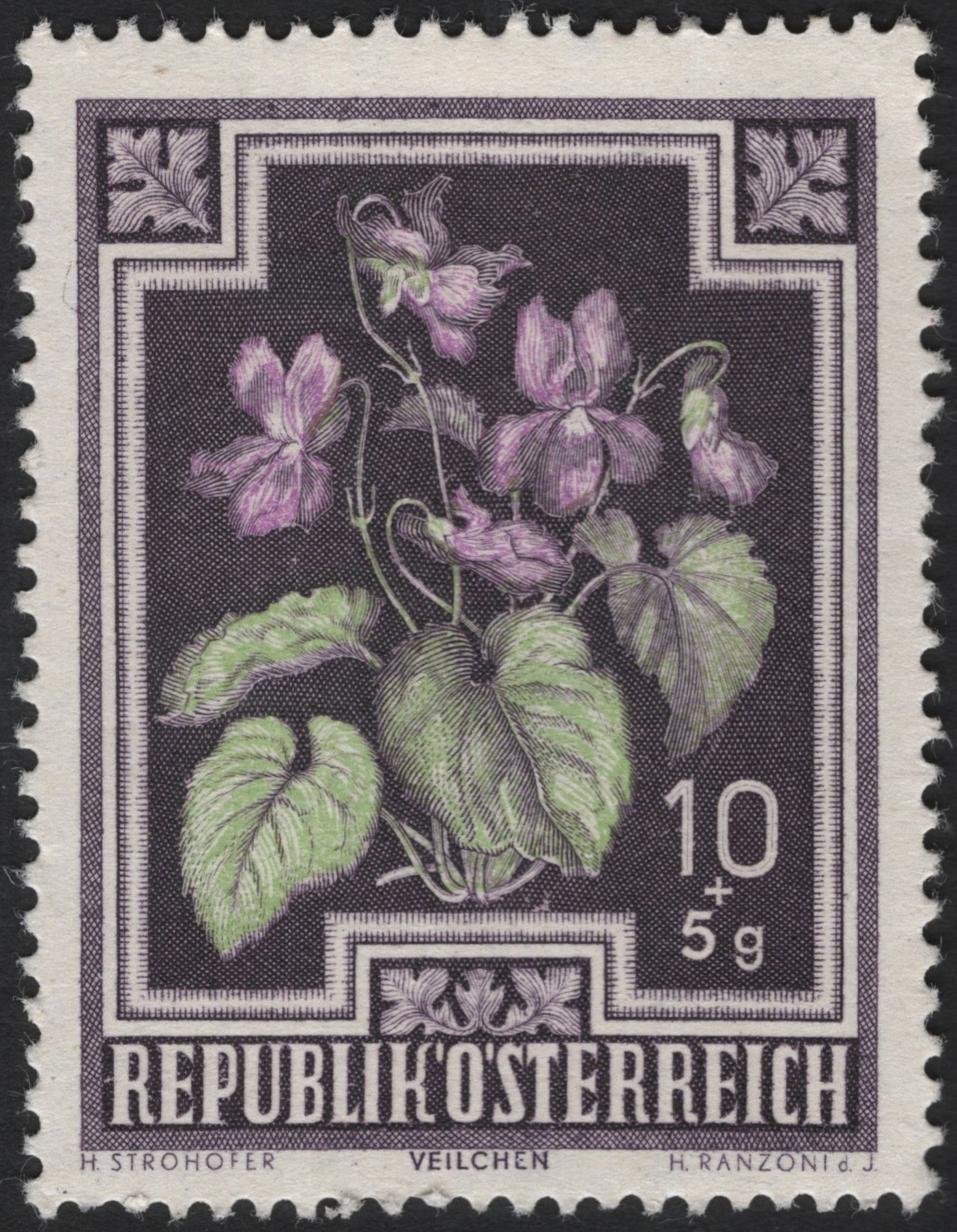 SCG4096 - Austria 1948 – Violet (Viola odorata) Semi-Postal Stamp ...