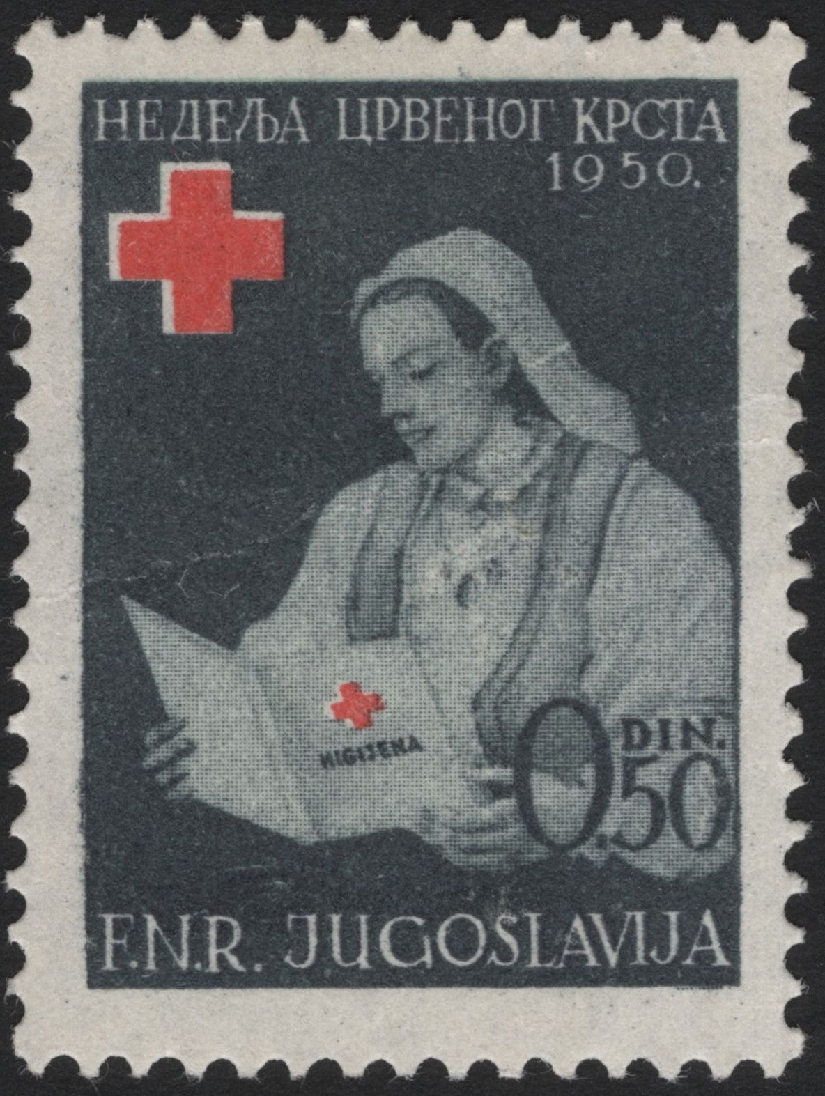 SCG4273 - Yugoslavia 1950 – Red Cross Week Stamp (Nurse with Hygiene B ...