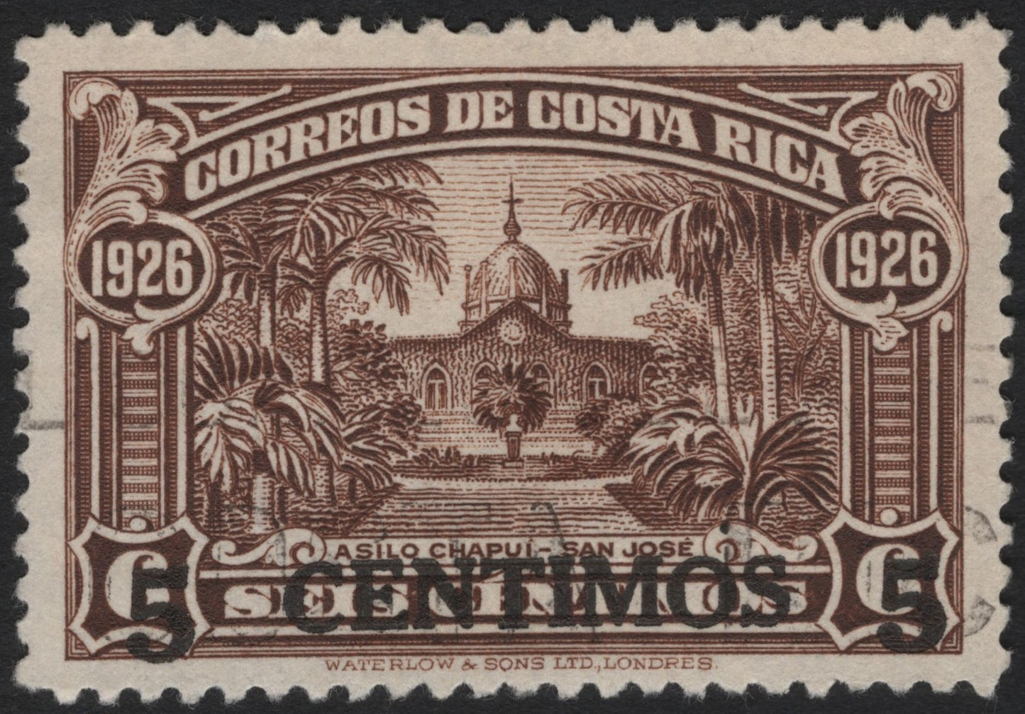 SCG4353 - Costa Rica 1926 – 5 Céntimos Asilo Chapuí Stamp – Stamp and ...