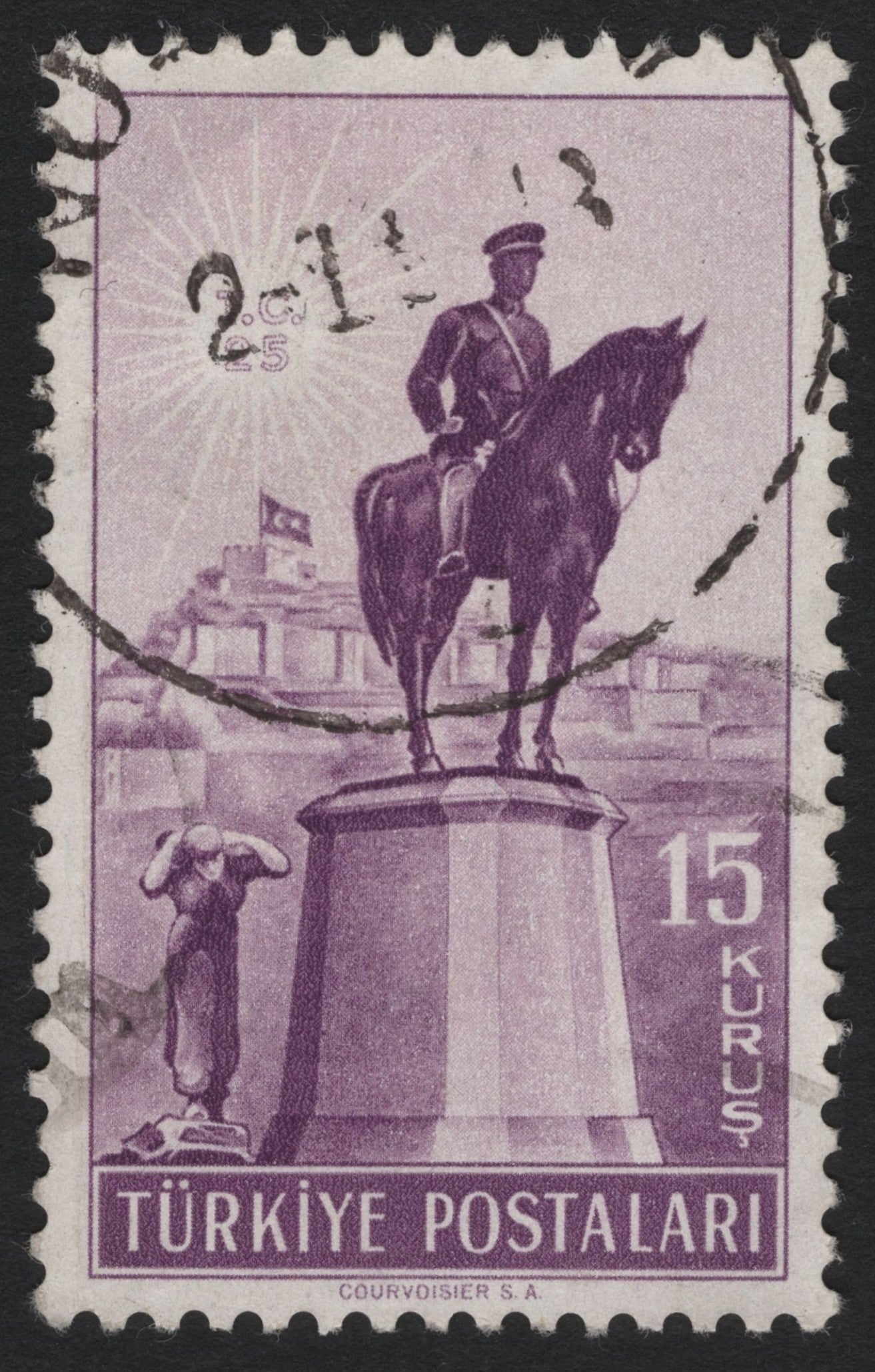 SCG4889 - Turkey 1957 – Atatürk Equestrian Monument, 15 Kurus – Stamp ...