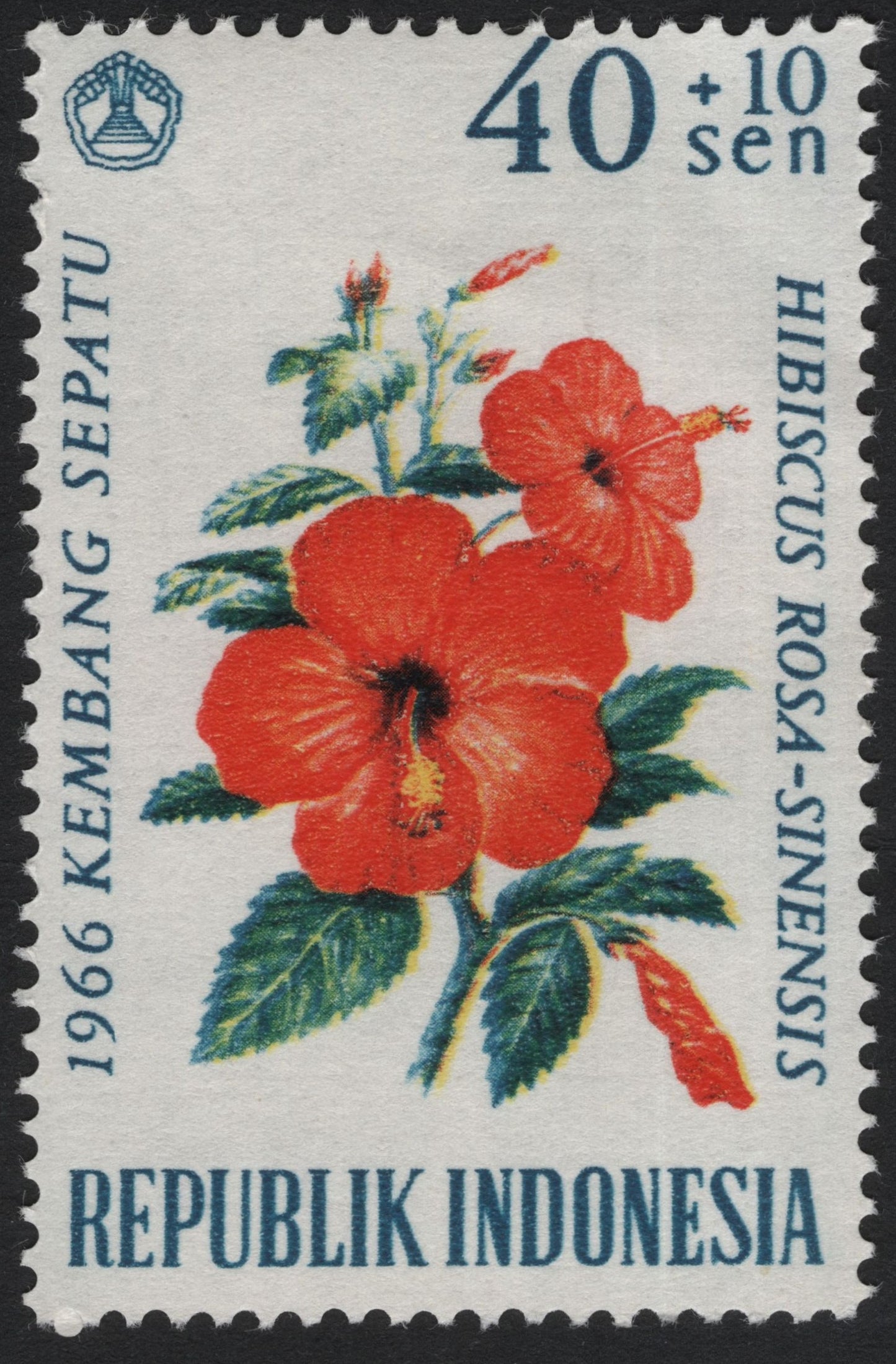 SCG6124 - Indonesia 1966 Hibiscus Rosa-Sinensis Semi-Postal Stamp ...