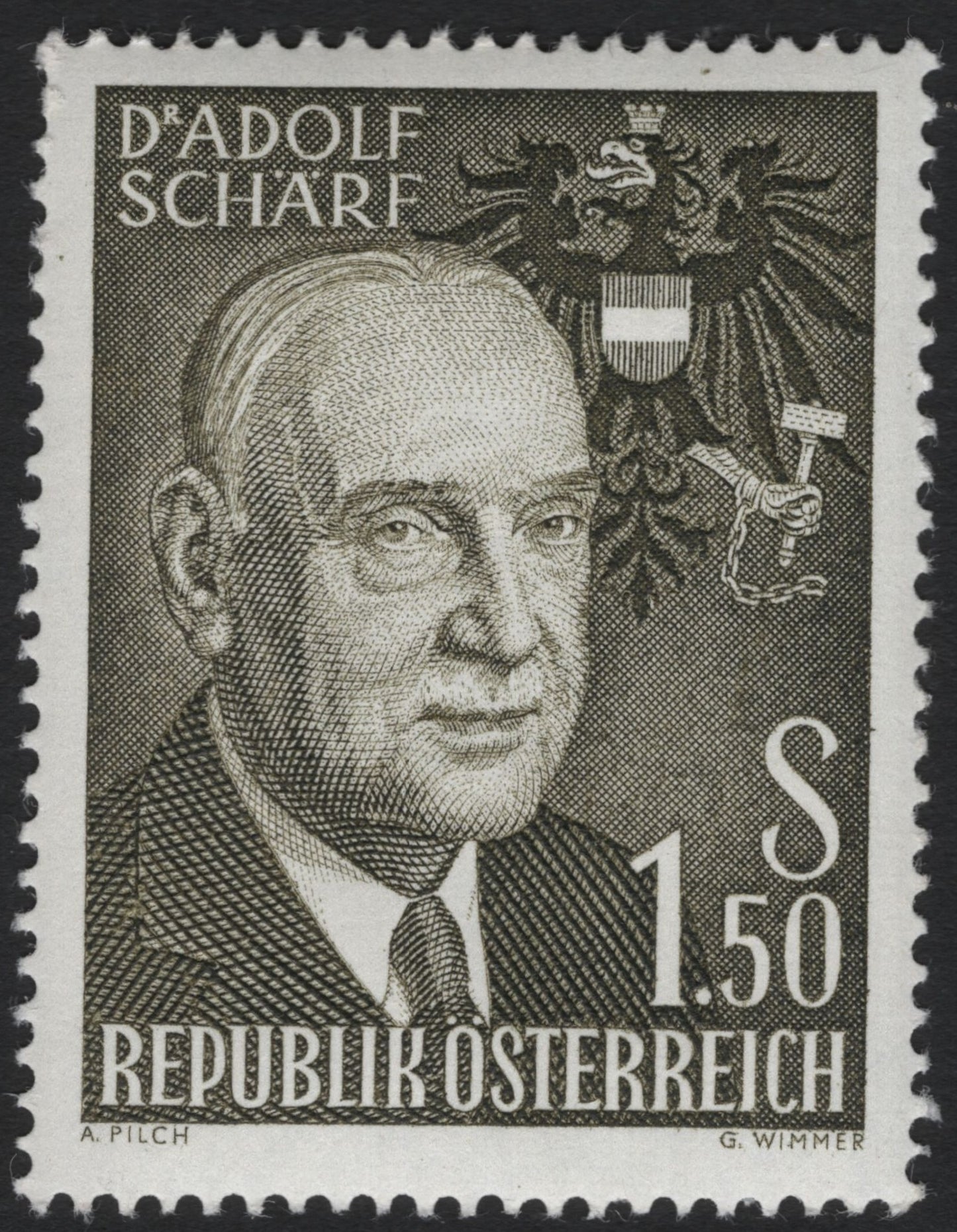 SCG6373 - Austria 1970 – Dr. Adolf Schärf 1.50 Schilling – Stamp and ...