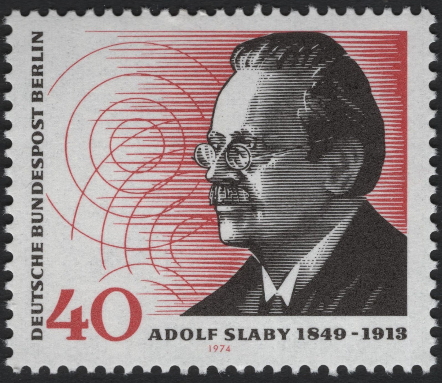 SCG7104 - Germany (Berlin), 1974 — Adolf Slaby (40 Pfennig) – Stamp and ...