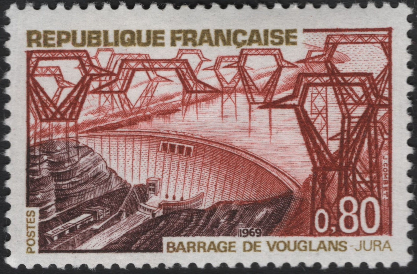 SCG9415 - France 1969 – Vouglans Dam, Jura (0.80 Fr) – Stamp and Cover ...