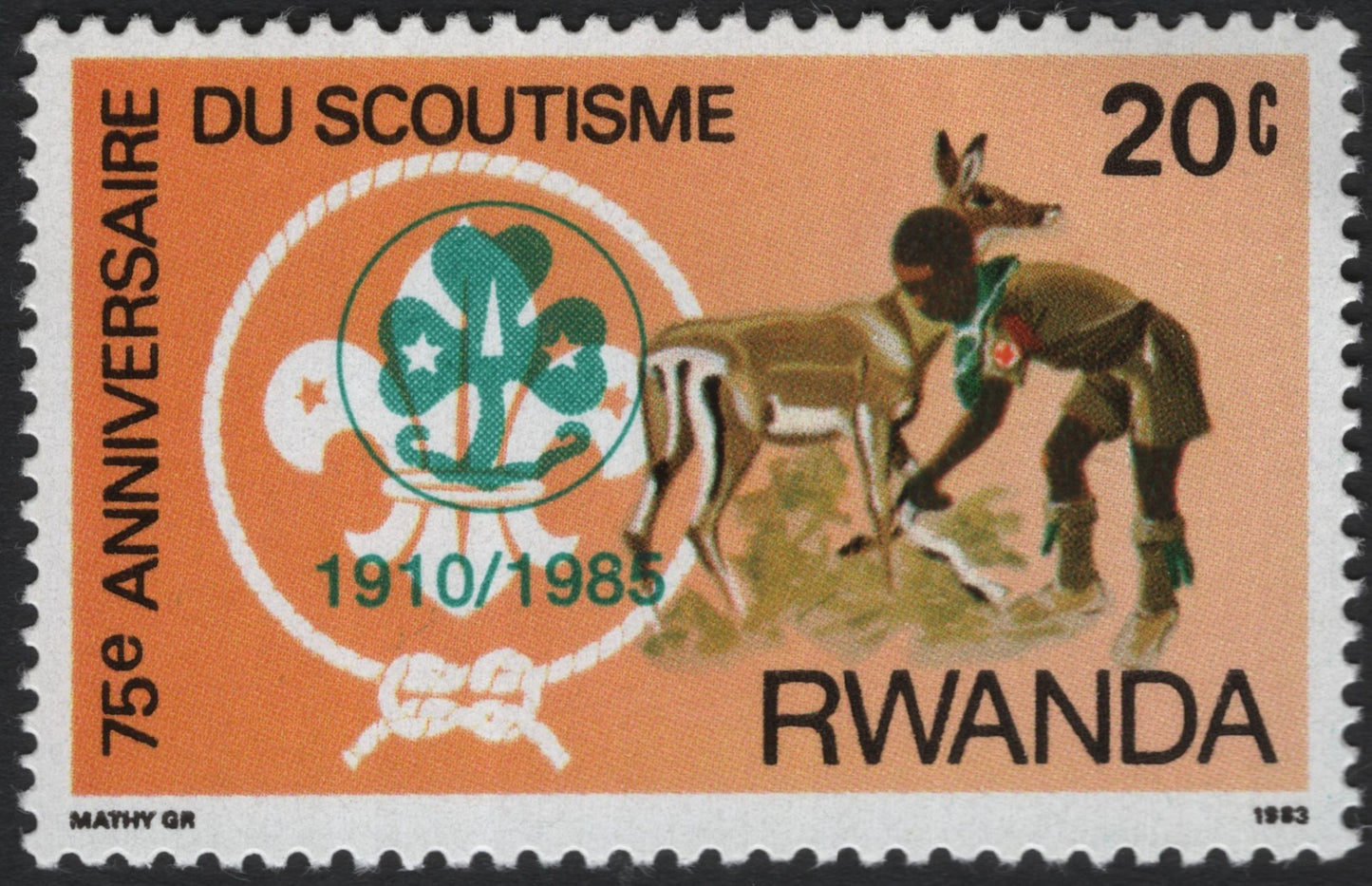 SCG10691 - Rwanda 1985 75th Anniversary of Scouting – 20c Commemorativ ...