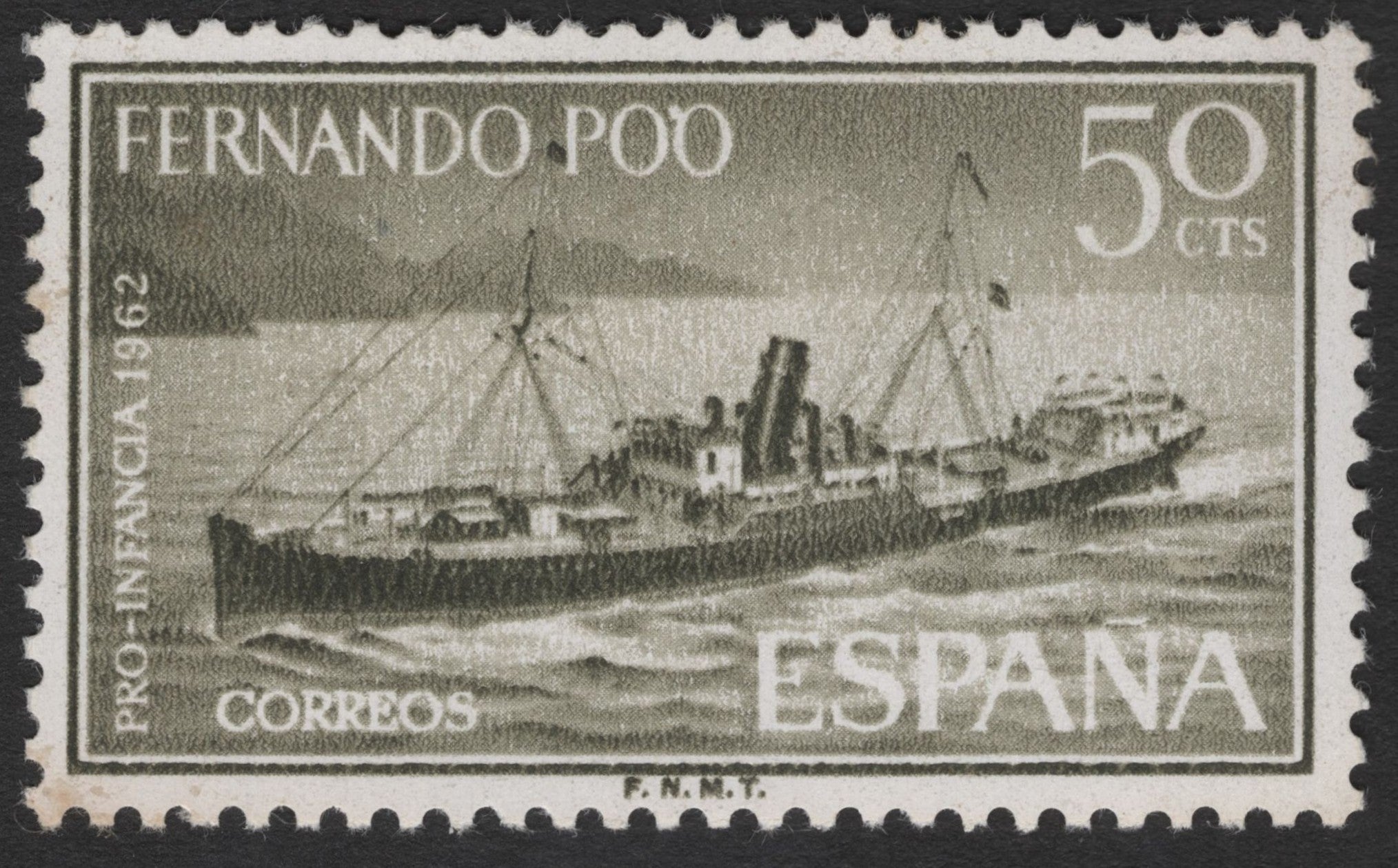 SCG11303 - Fernando Poo – Maritime Cargo Steamer, 50 Cts (1962) – Spai ...