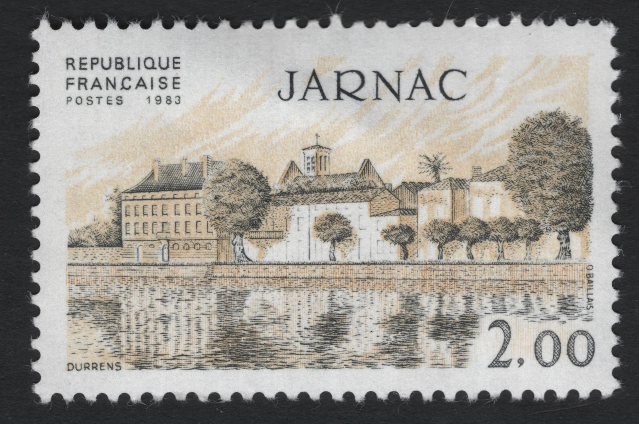 SCG10593 - 🇫🇷 France 1983 – “Jarnac” 2.00 Fr Commemorative – Stamp and ...