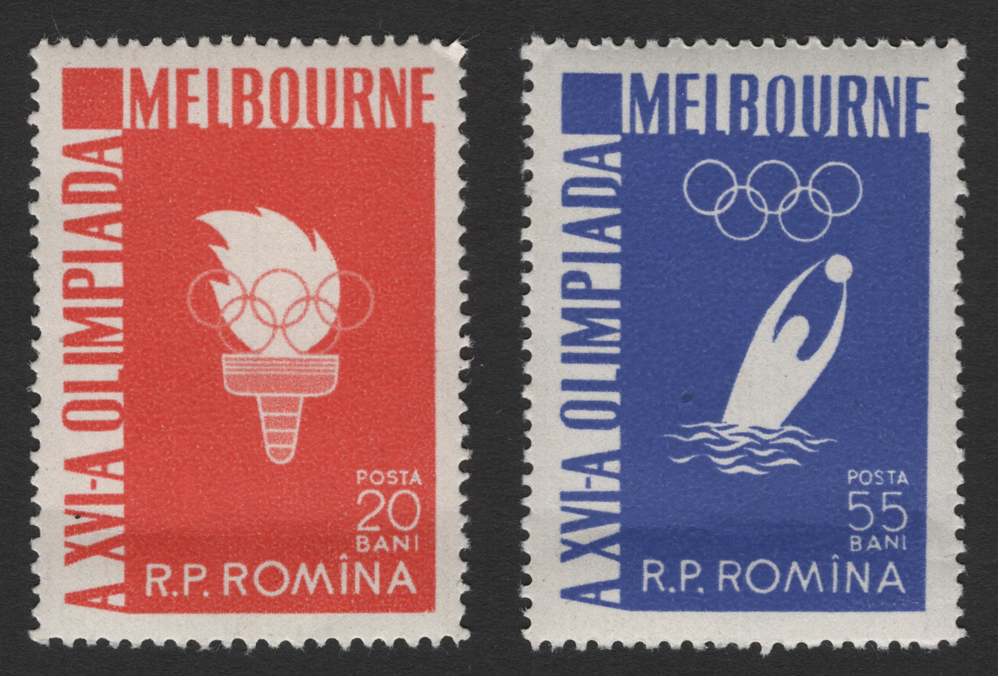 SCG11748 - Romania 1956 Melbourne Olympics Commemorative Stamp Pair ...