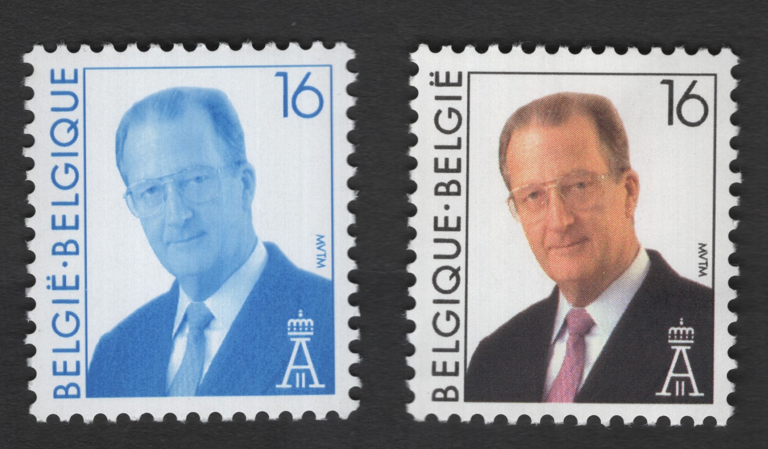 SCG11753 - Belgium King Albert II Definitive Stamp Pair – 16F Blue and ...