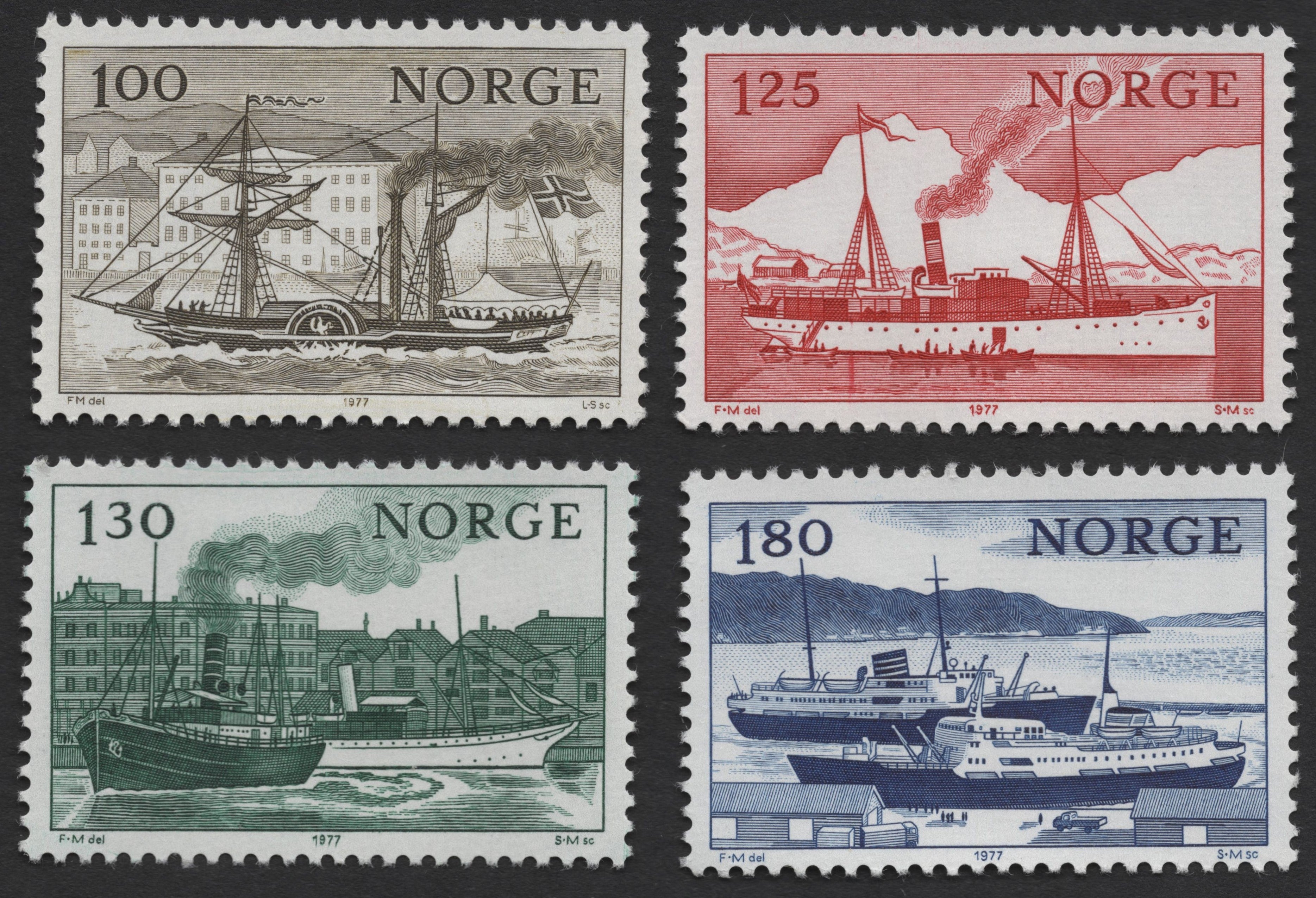 SCG515 - Norway 1977 Historic Ships Stamp Set – Steamships and Ferries ...