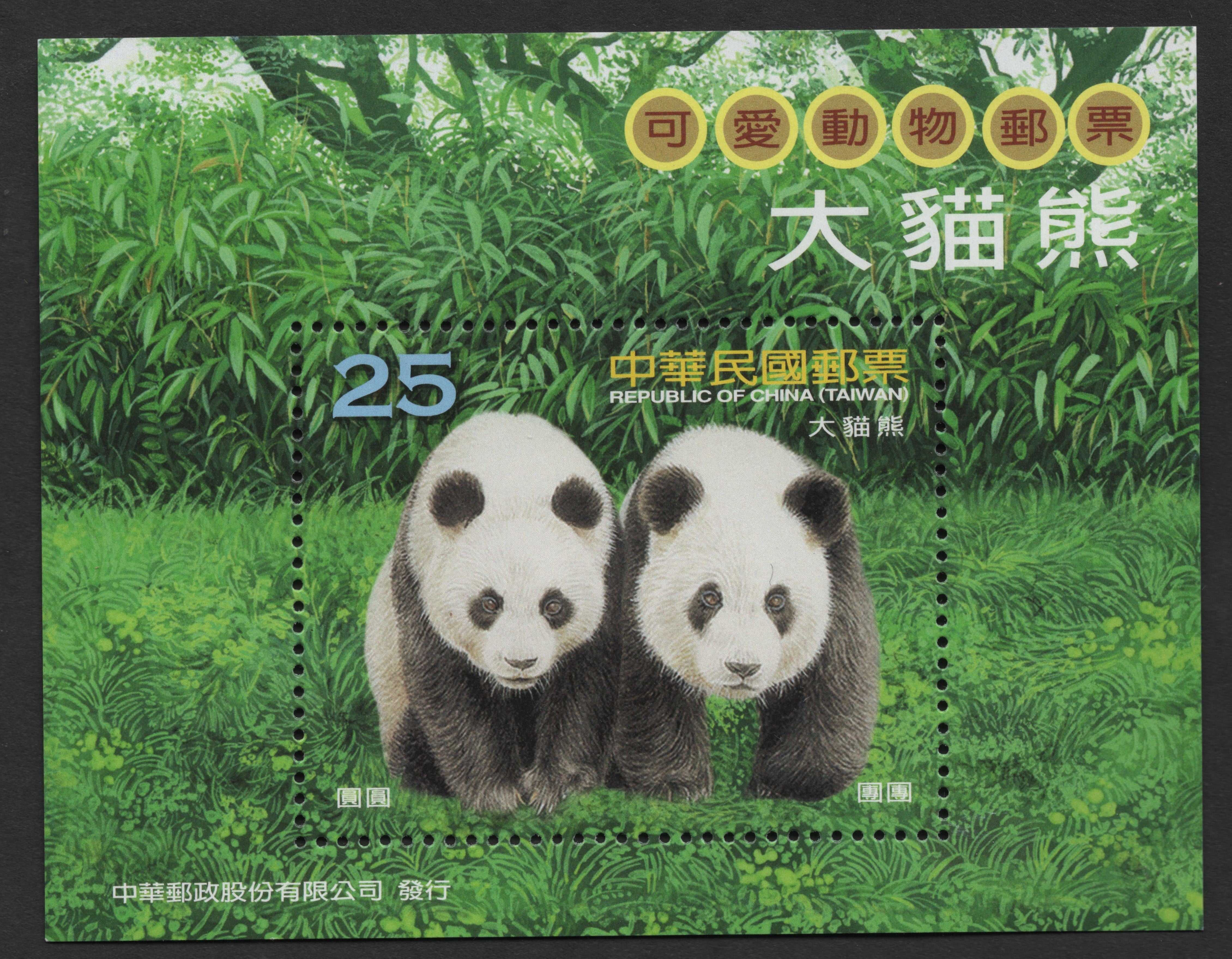 SCG543 - Taiwan Miniature Sheet – Giant Pandas – Stamp and Cover Galaxy
