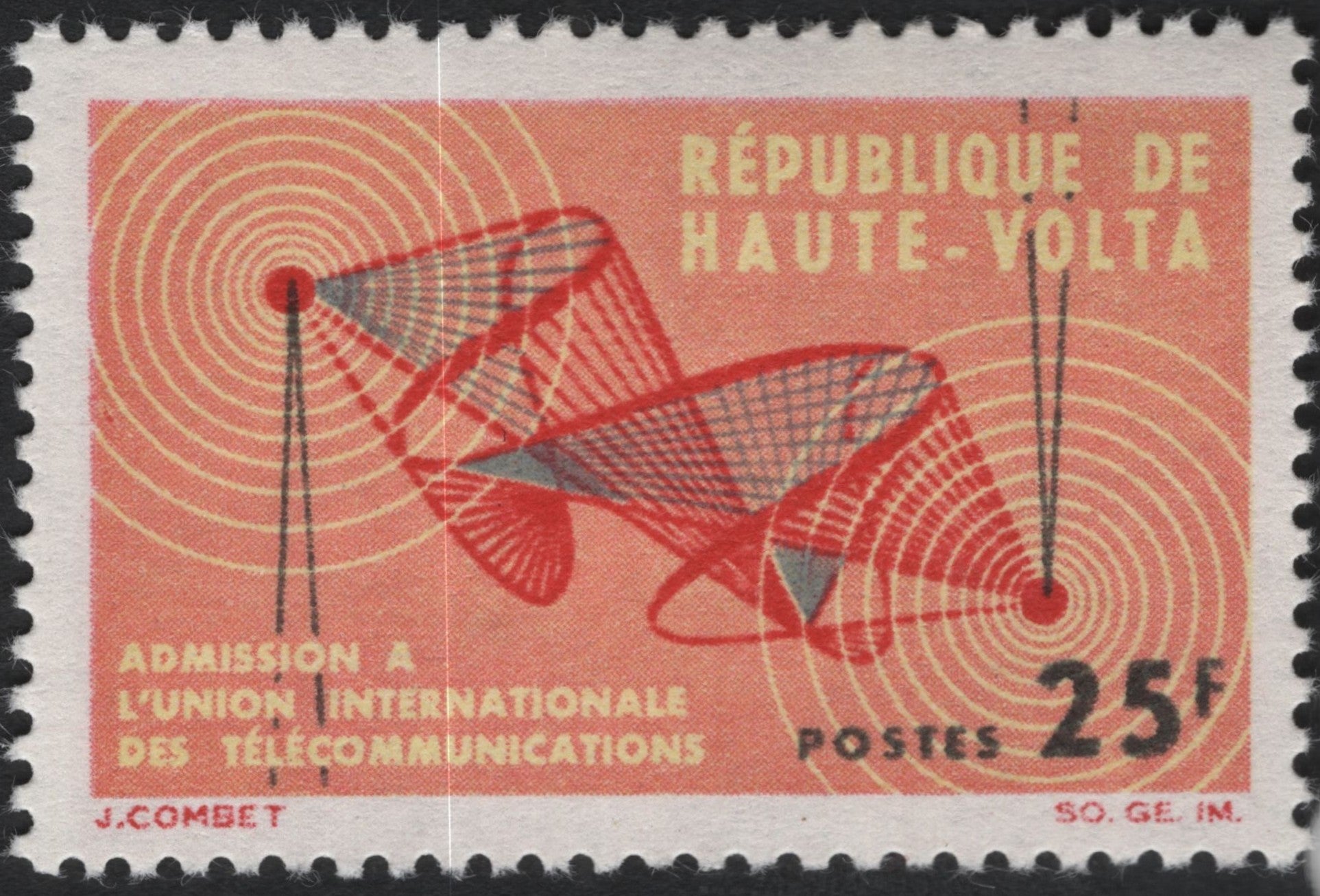 SCG11128 - Upper Volta (Haute-Volta) 25f Telecommunications – Admissio ...