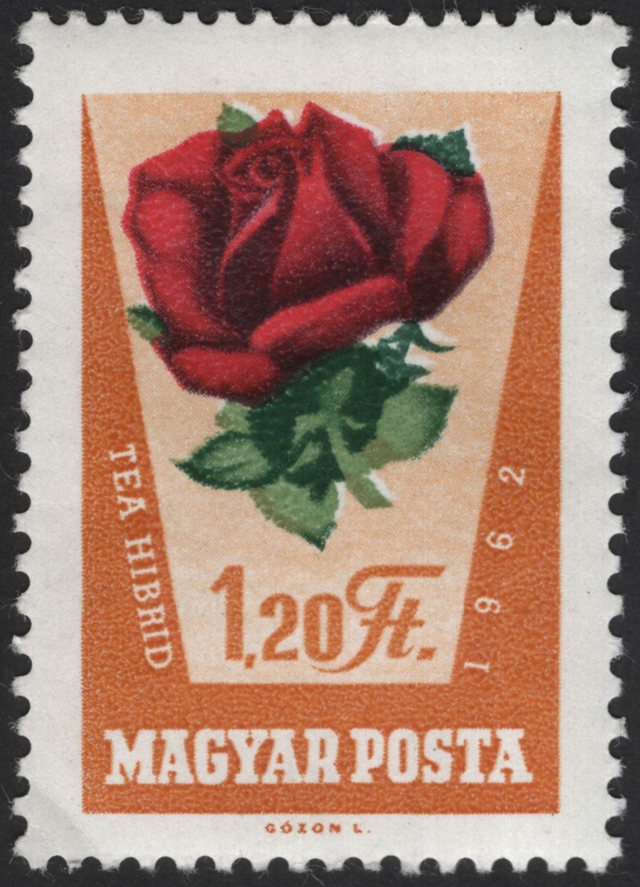 SCG12130 - Hungary 1962 Tea Hybrid Roses Stamp Pair (Magyar Posta ...