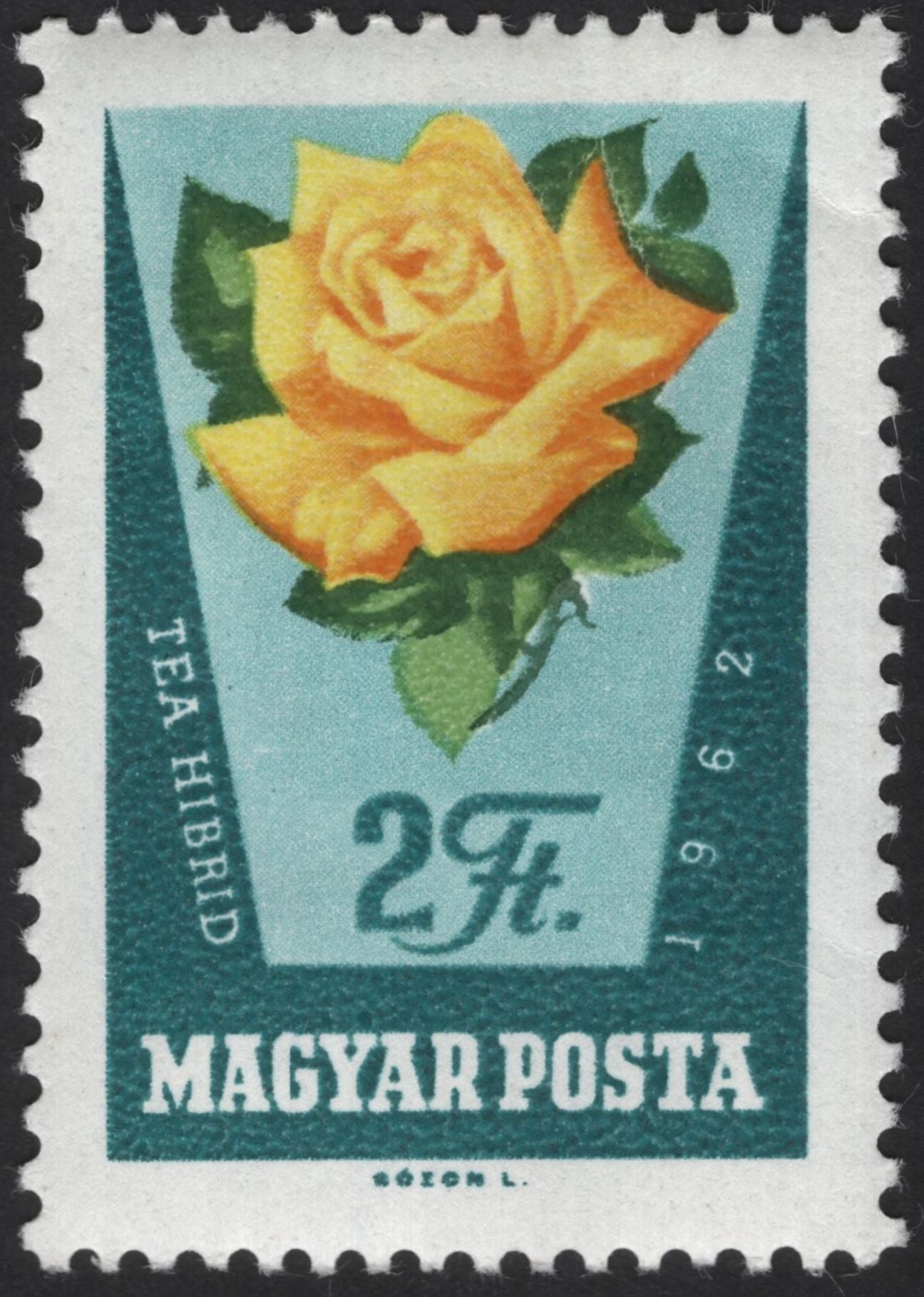 SCG12130 - Hungary 1962 Tea Hybrid Roses Stamp Pair (Magyar Posta ...